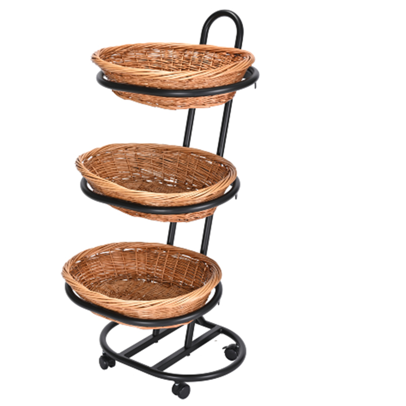 3-Tier Mobile Wicker Basket Stand for Supermarkets – NACYC ENERGY