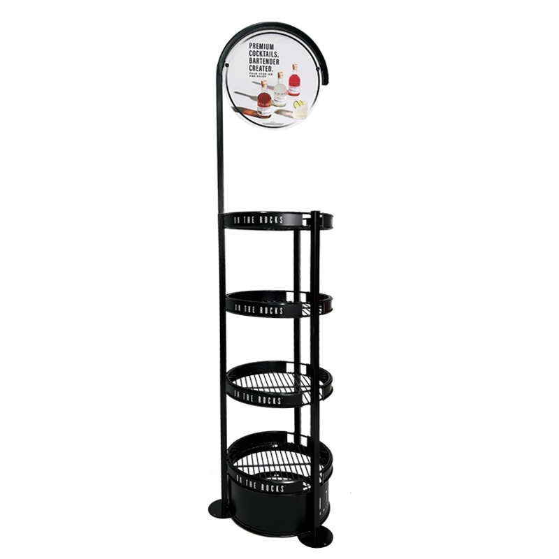 Customizable Four-Tier Round Wine Display Rack for Retail and Home Use ...