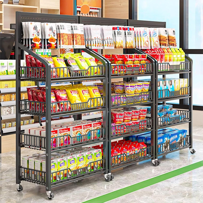 Space-Saving Rolling Storage Cart – 4 Tier Organizer for Supermarkets ...