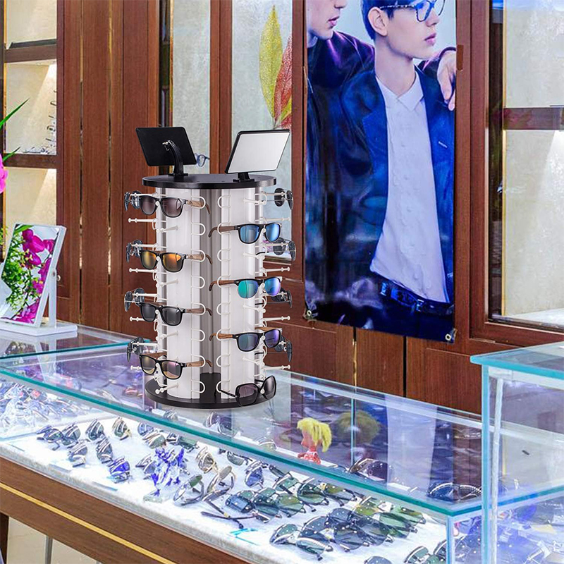 360° Rotating Sunglasses Display Stand with Adjustable Mirrors for ...
